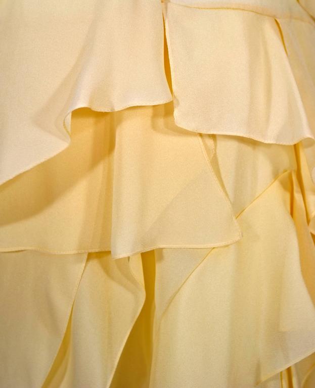 Chloé Runway Pastel Yellow Ruffled Layered Silk Chiffon Dolman Dress ...