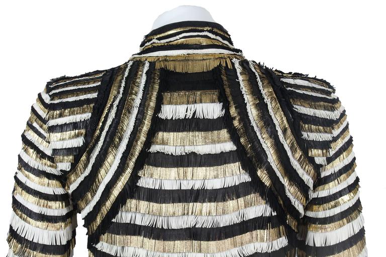 Gucci Spring 2012 Runway Black White Gold Fringe Leather Jacket at ...
