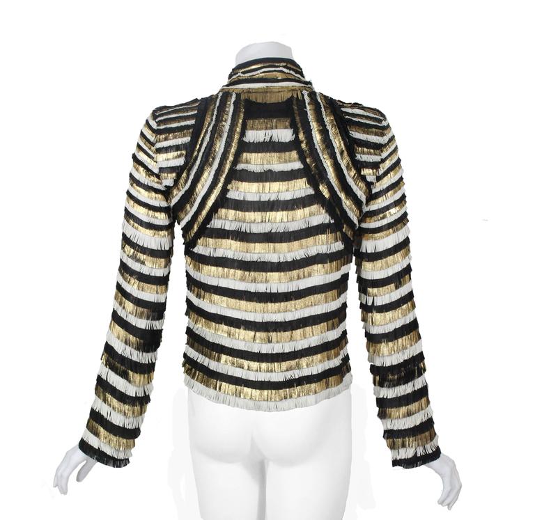 Gucci Spring 2012 Runway Black White Gold Fringe Leather Jacket at ...