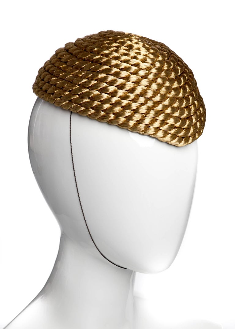 1980s Krizia Coiled Gold Rope Hat at 1stDibs