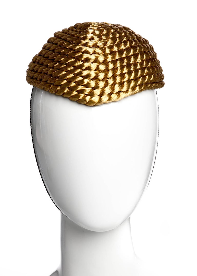 1980s Krizia Coiled Gold Rope Hat at 1stDibs