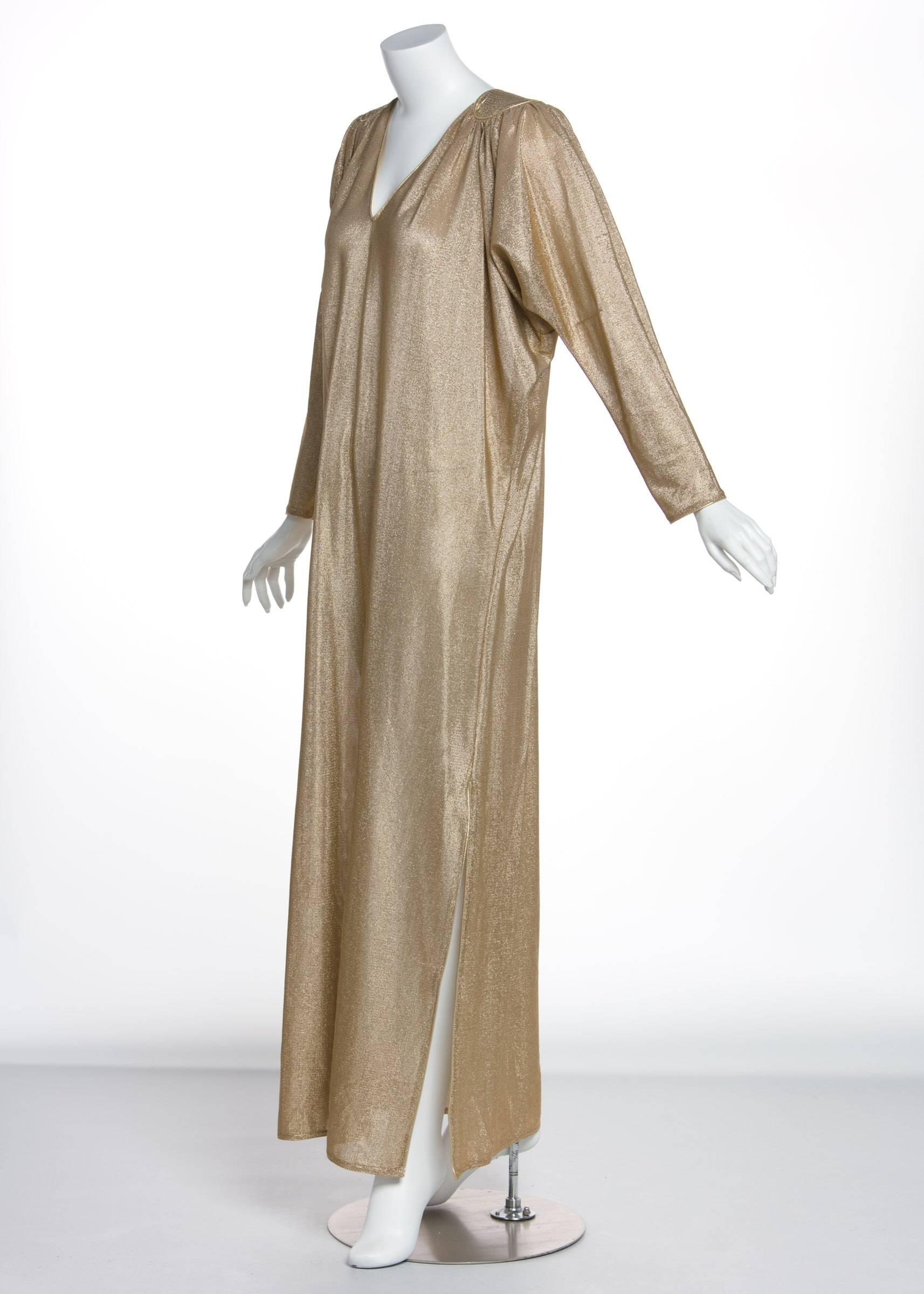 Bill Tice Metallic Gold Caftan, 1970s at 1stDibs | bill tice dress