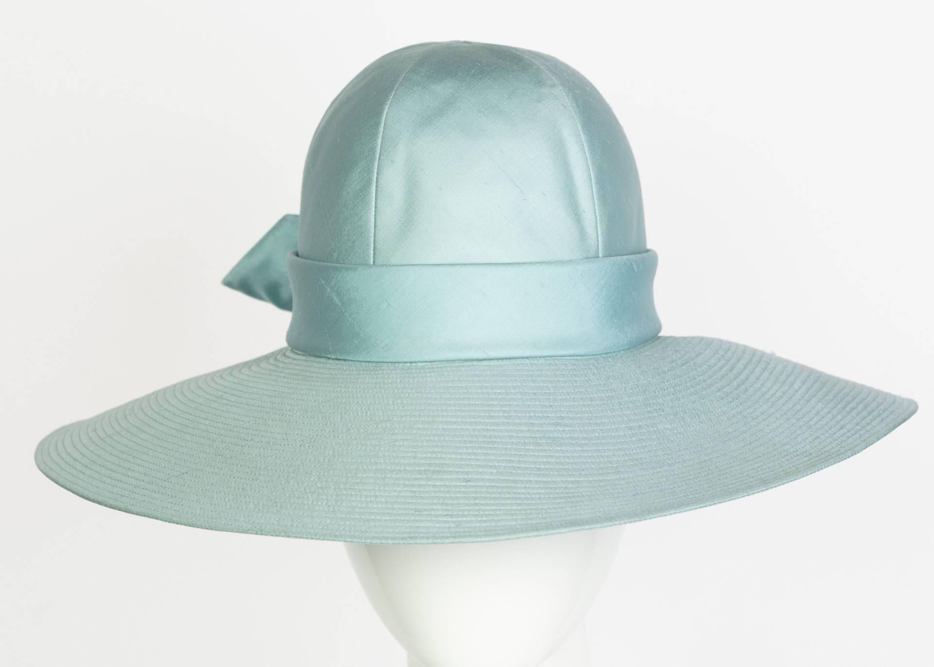 Yves Saint Laurent YSL Soft Blue Silk Hat, 1970s at 1stDibs