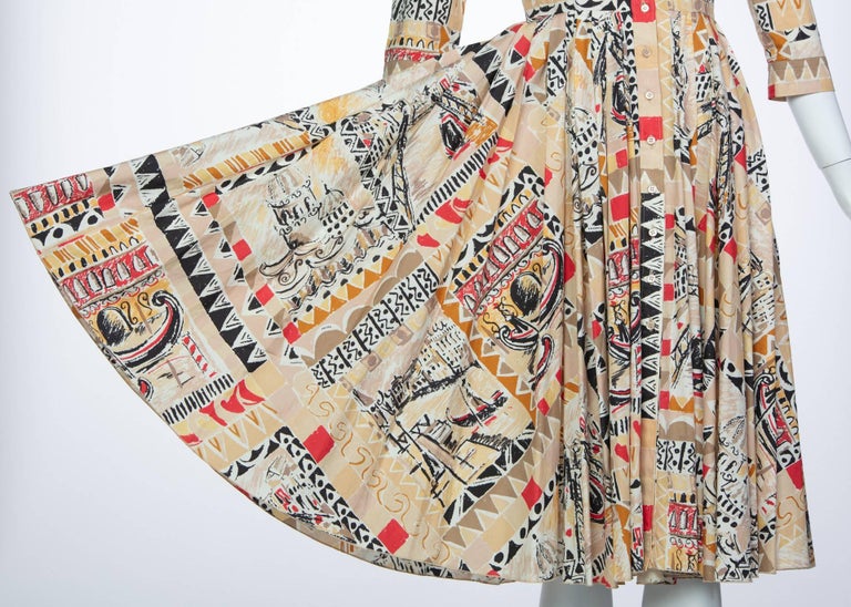 Prada Runway Postcard Print Cotton Dress, Spring 2004 at 1stDibs