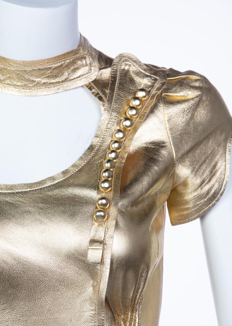 Prada Fairy Runway Gold Leather Dress, 2008 at 1stDibs