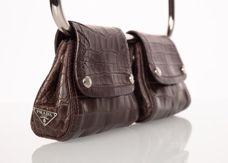 Prada Brown Alligator Silver Hoop Bag, 2000 at 1stDibs | prada hoop bag ...