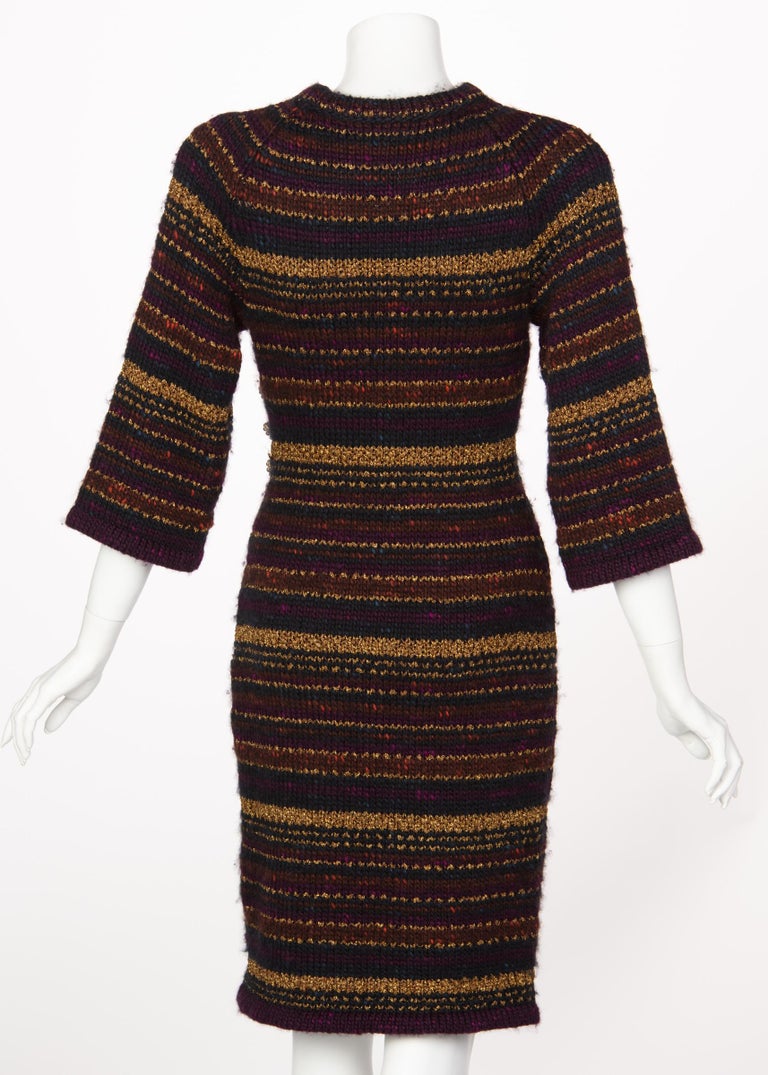 Chanel Paris Byzance Wool Cashmere Gold Gripoix Button Sweater Dress ...