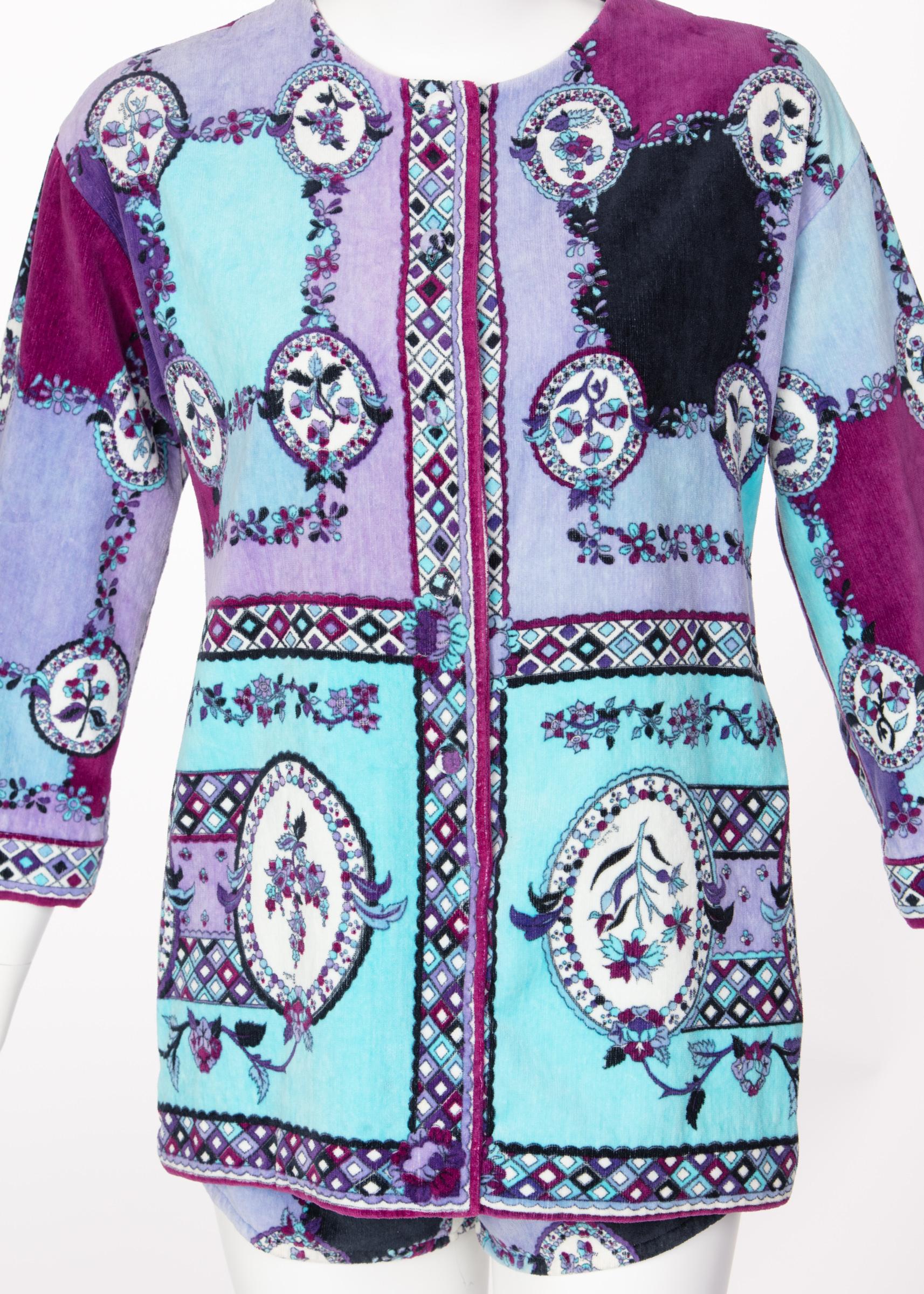 1960s Emilio Pucci Purple Turquoise Velvet Terry Romper Cover-Up For ...