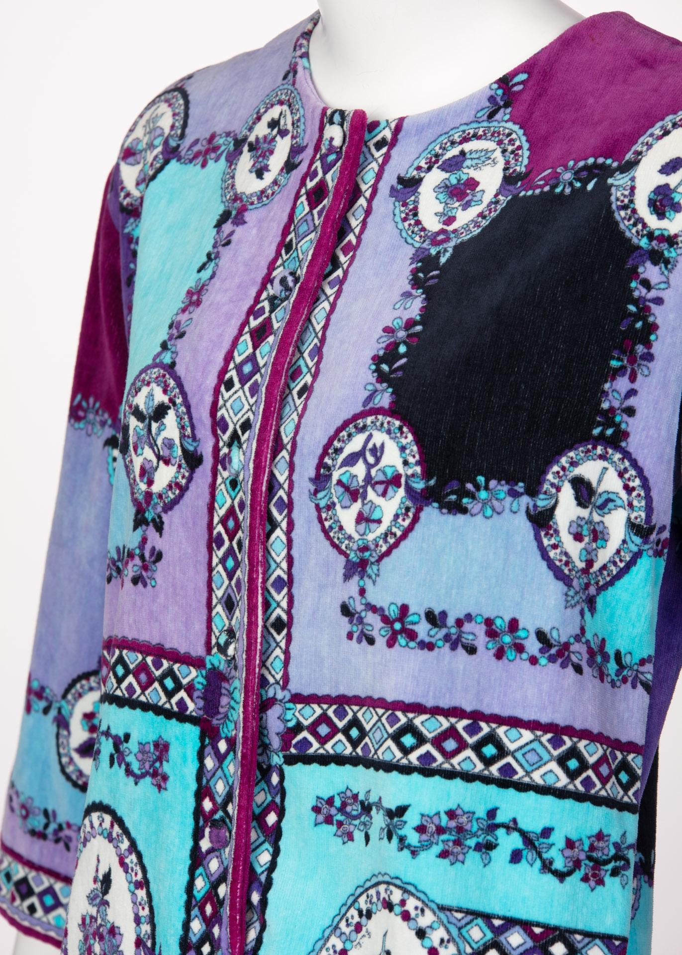 1960s Emilio Pucci Purple Turquoise Velvet Terry Romper Cover-Up For ...