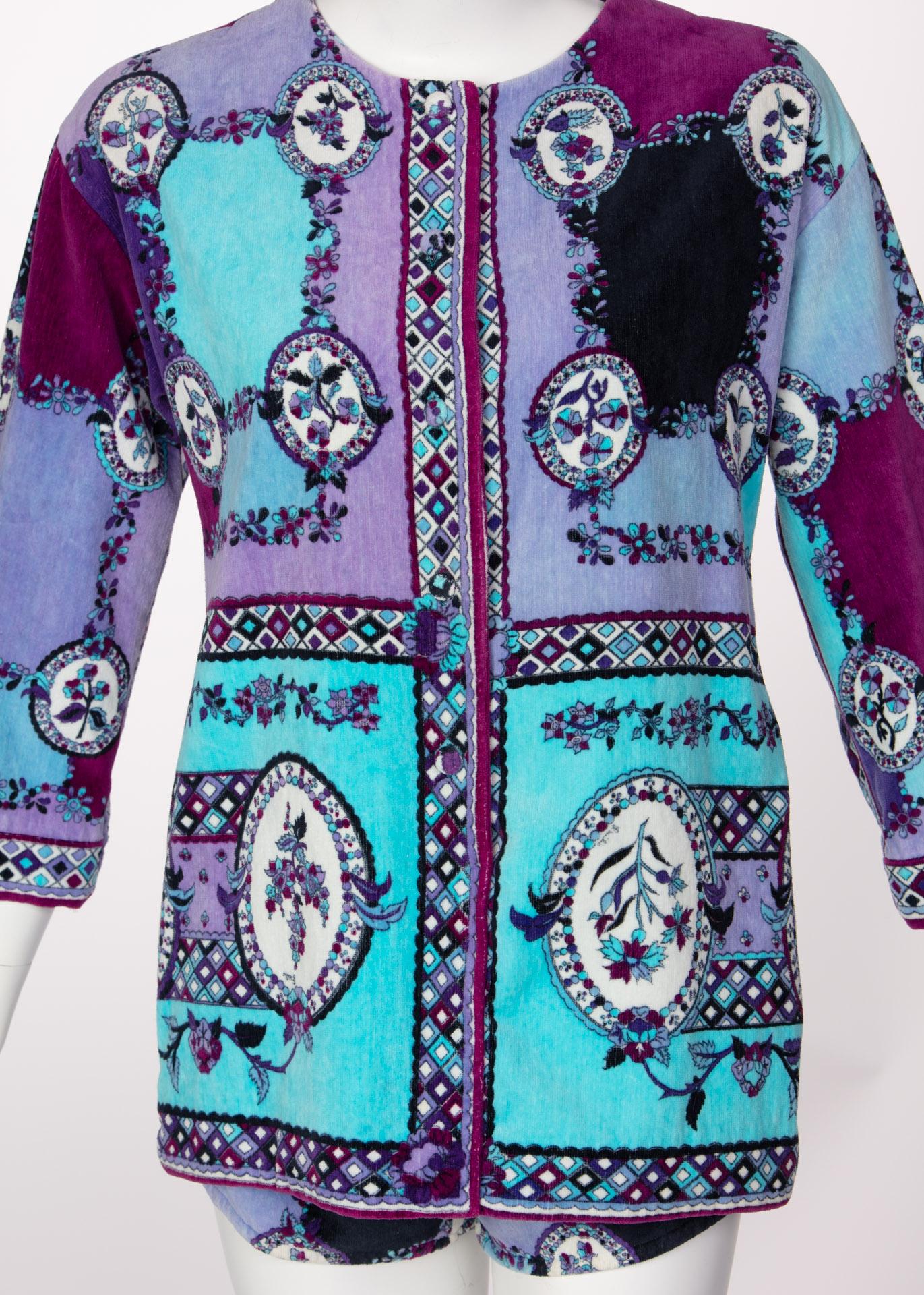 1960s Emilio Pucci Purple Turquoise Velvet Terry Romper Cover-Up For ...