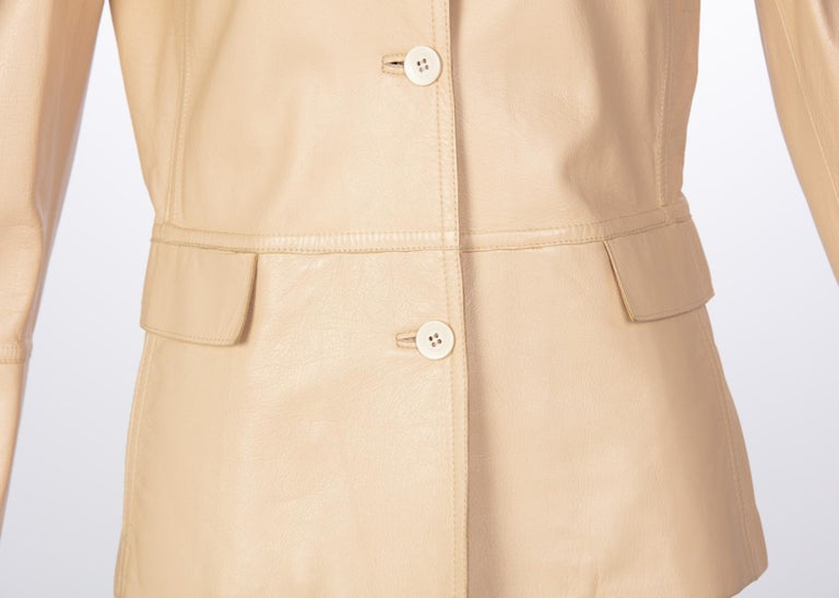 1990s Marella Tan Leather Jacket at 1stDibs