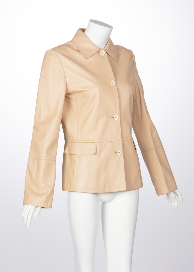 1990s Marella Tan Leather Jacket at 1stDibs