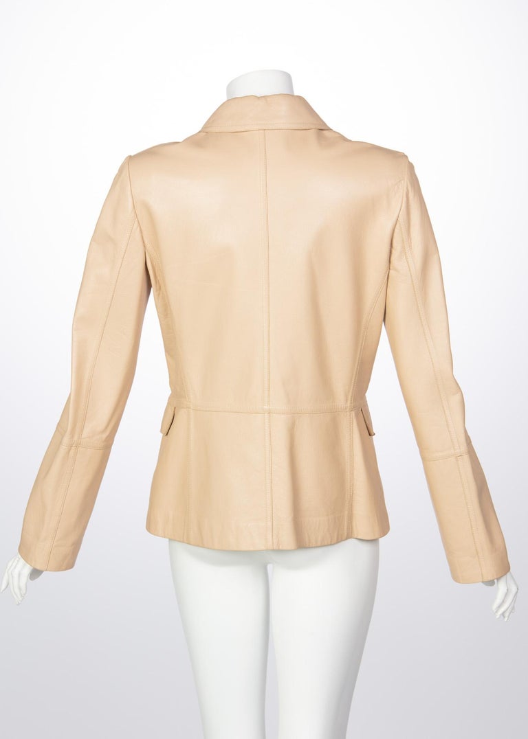 1990s Marella Tan Leather Jacket at 1stDibs