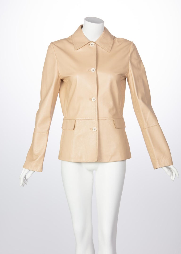 1990s Marella Tan Leather Jacket at 1stDibs