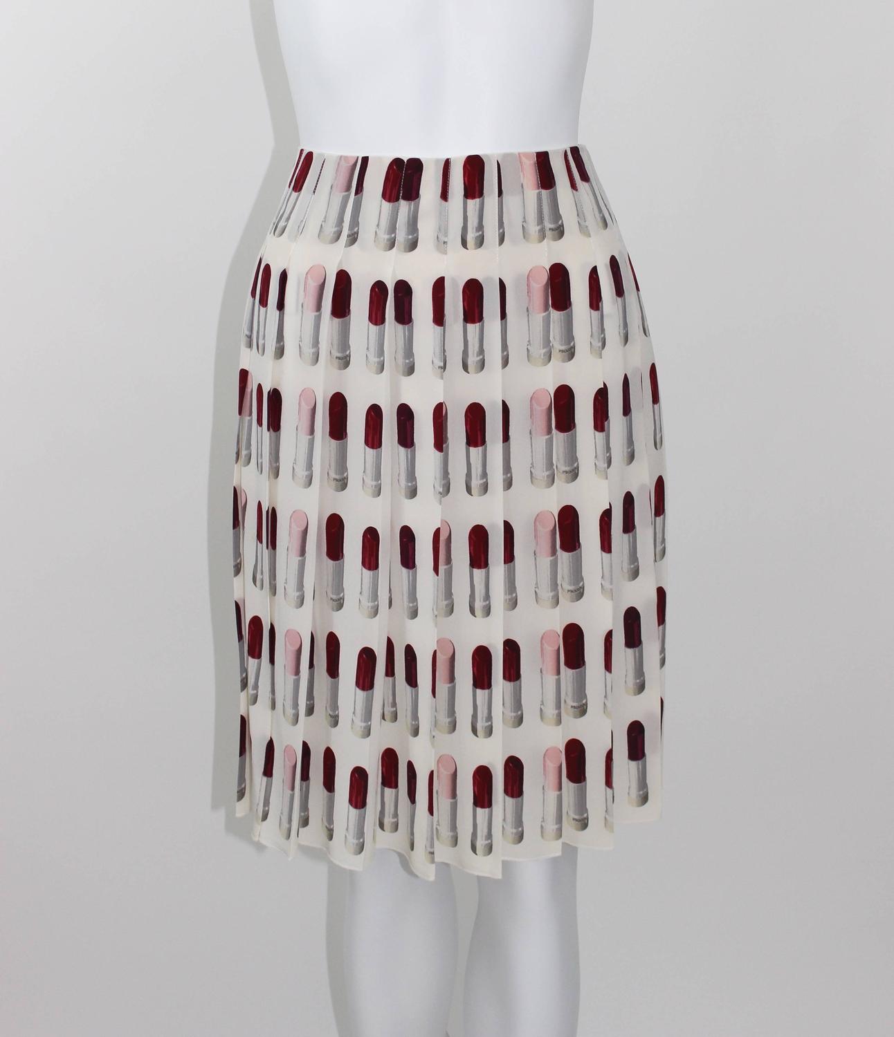 Prada Runway Lipstick Print Skirt Rare and Collectable at 1stdibs