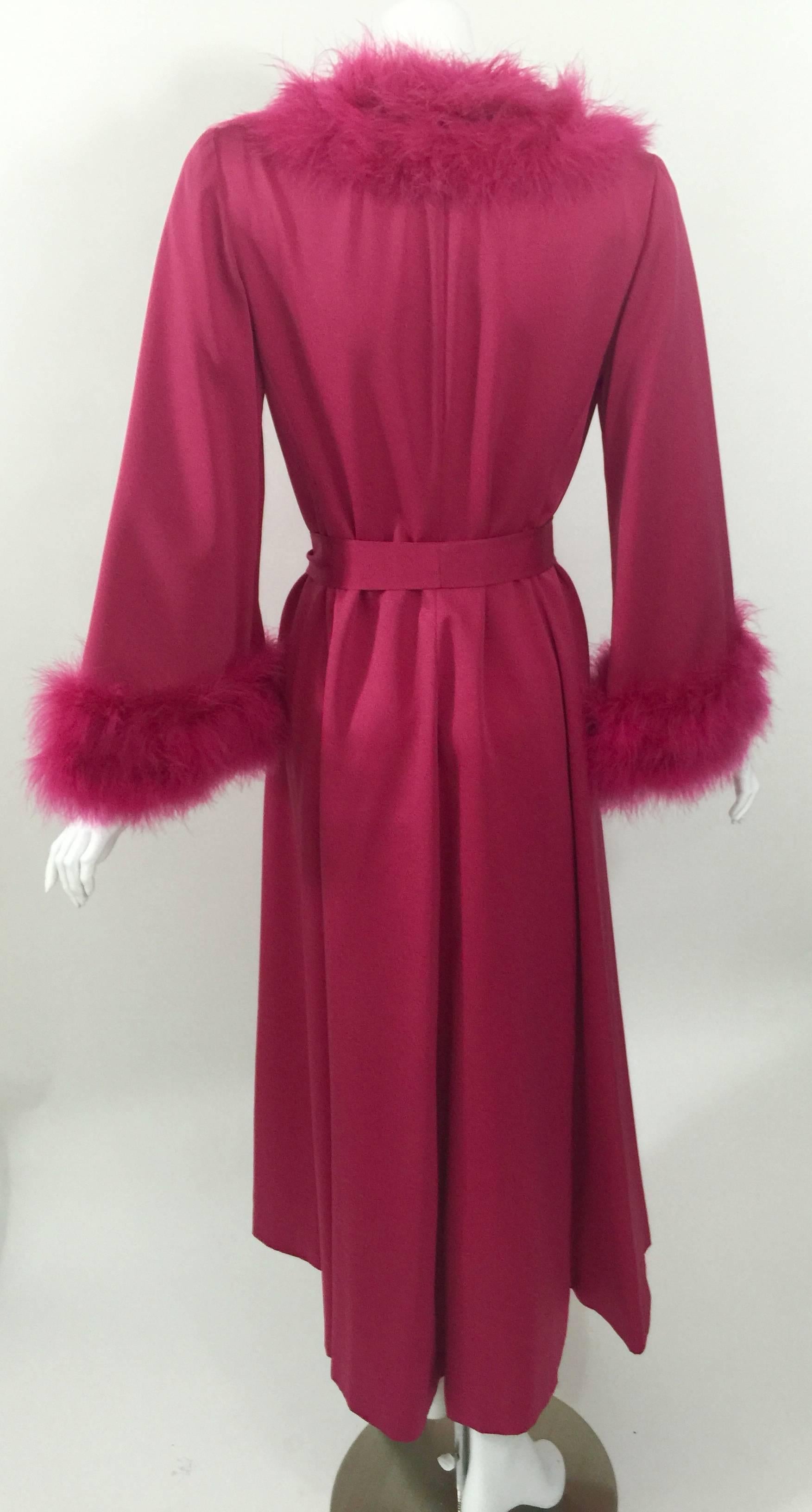 A Magnificent Magenta Marabou Feather Trimmed Caftan and Robe Vintage ...