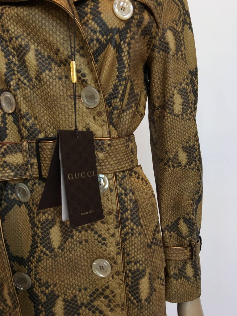 GUCCI Leather Snake Skin Print Trench at 1stDibs | snake print trench ...
