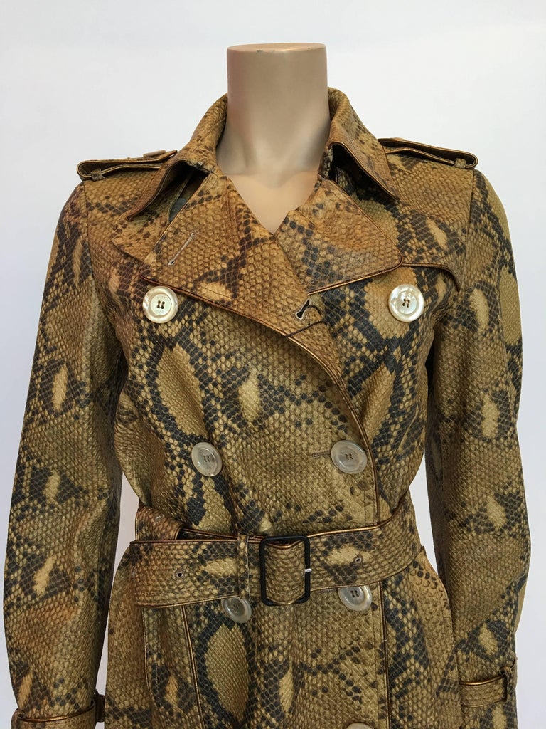 GUCCI Leather Snake Skin Print Trench at 1stDibs | snake print trench ...