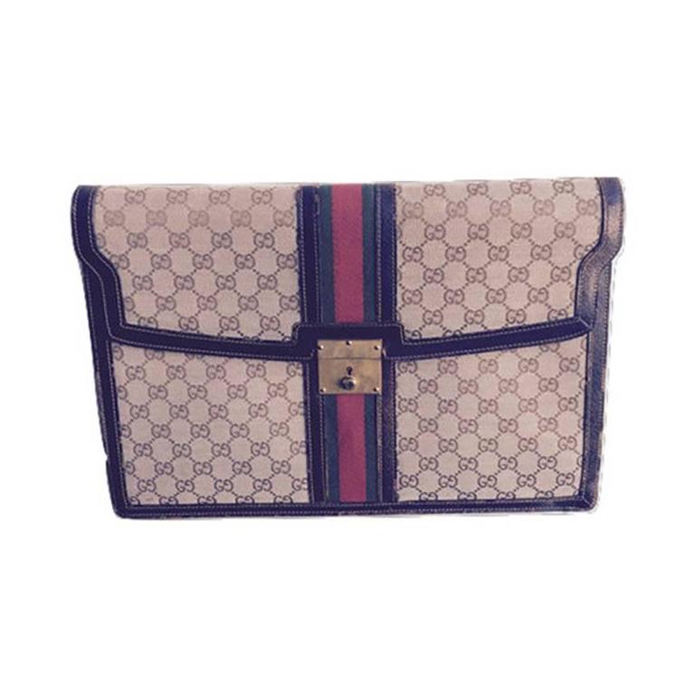 Gucci Canvas and Leather Briefcase at 1stDibs | gucci briefcase, gucci ...