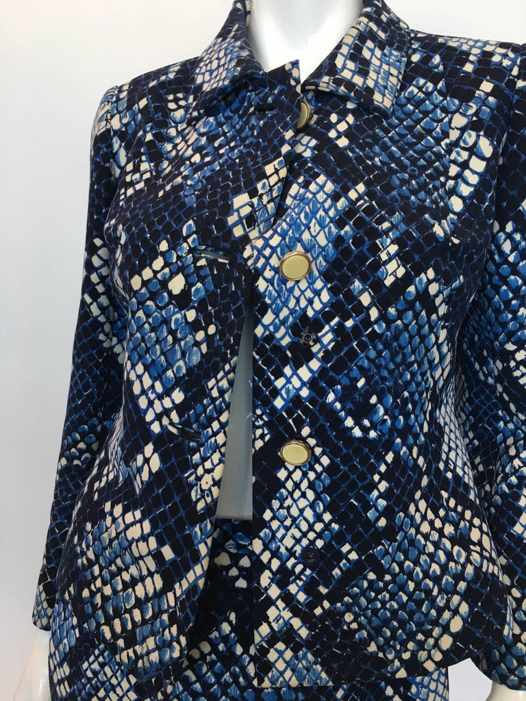 Unique 1960's Blue Snakeskin Print 2 Piece Suit For Sale at 1stDibs ...