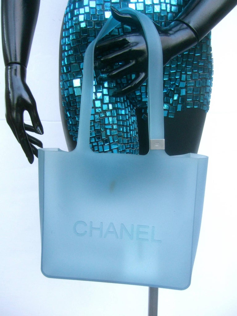 Chanel Pale Blue Rubber Tote Style Handbag at 1stDibs | chanel rubber ...