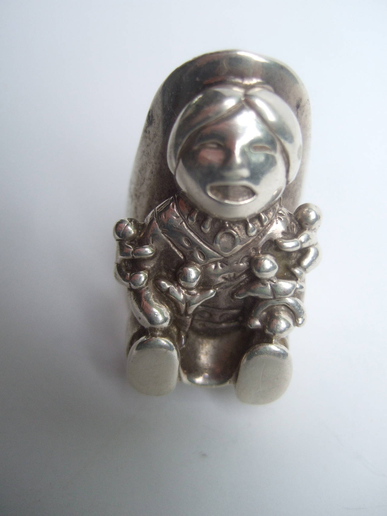 American Indian Sterling Storyteller Ring Size 8 at 1stDibs