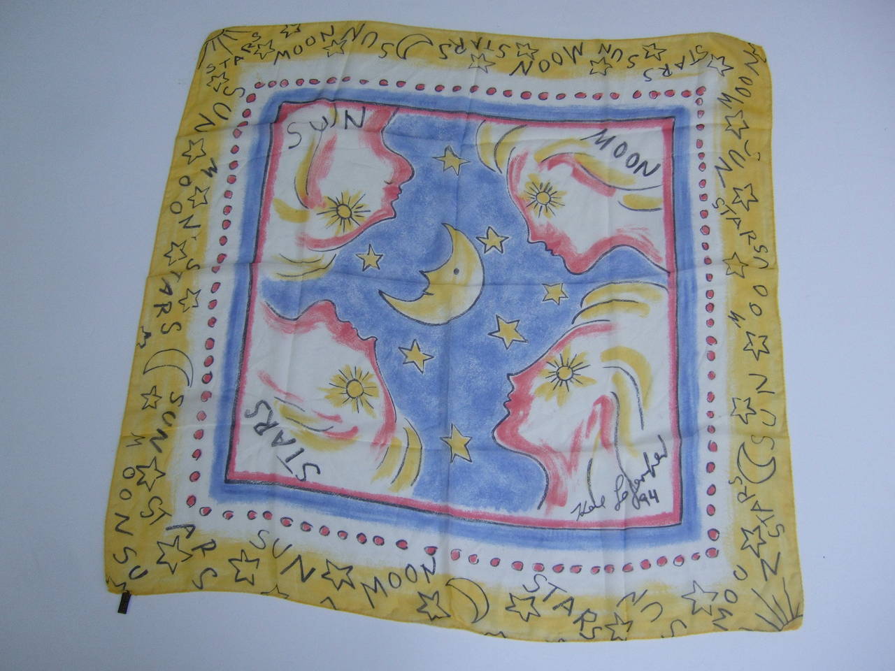 Karl Lagerfeld Silk Celestial Sun, Moon and Stars Scarf Made in Italy ...
