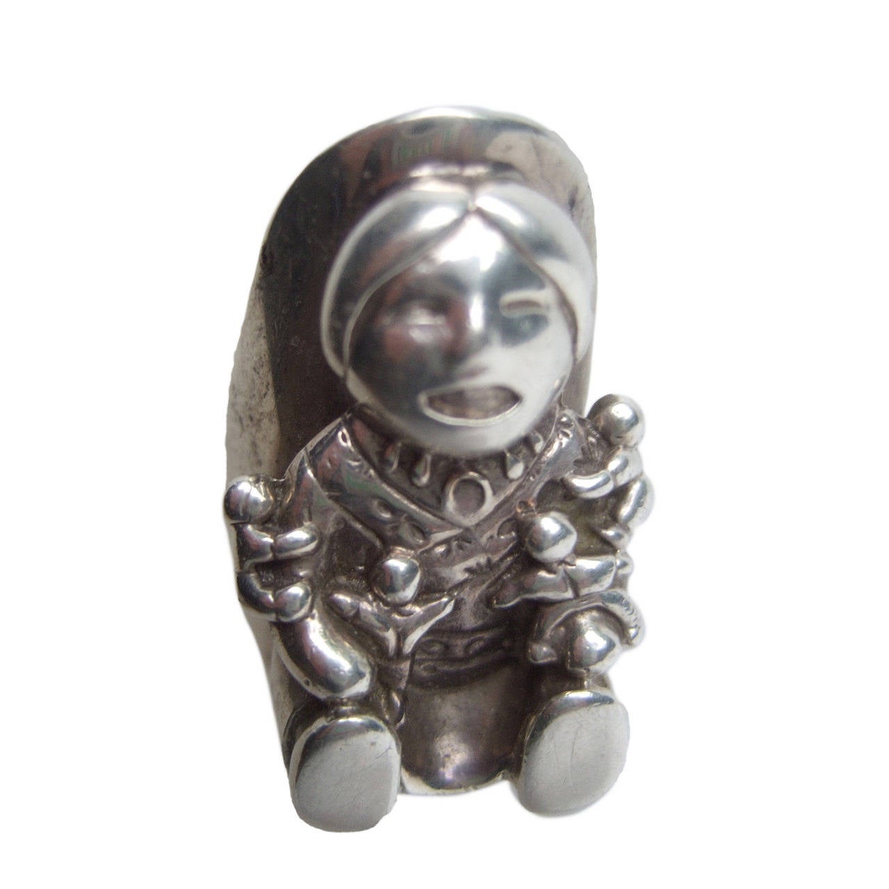 American Indian Sterling Storyteller Ring Size 8 at 1stDibs