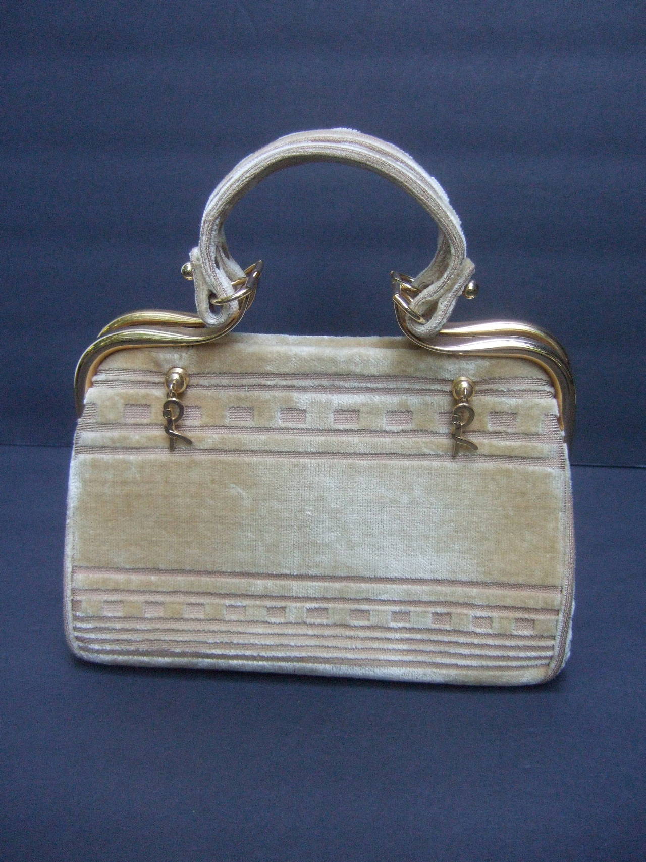 Roberta di Camerino Champagne Color Cut Velvet Handbag c 1970 at 1stDibs