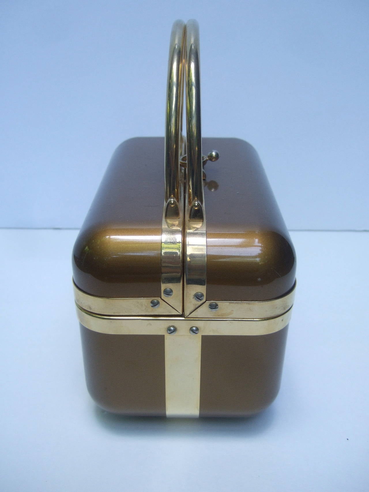 Sleek 1970s Italian Bronze Lucite Handbag Designed by Baulotto at 1stDibs