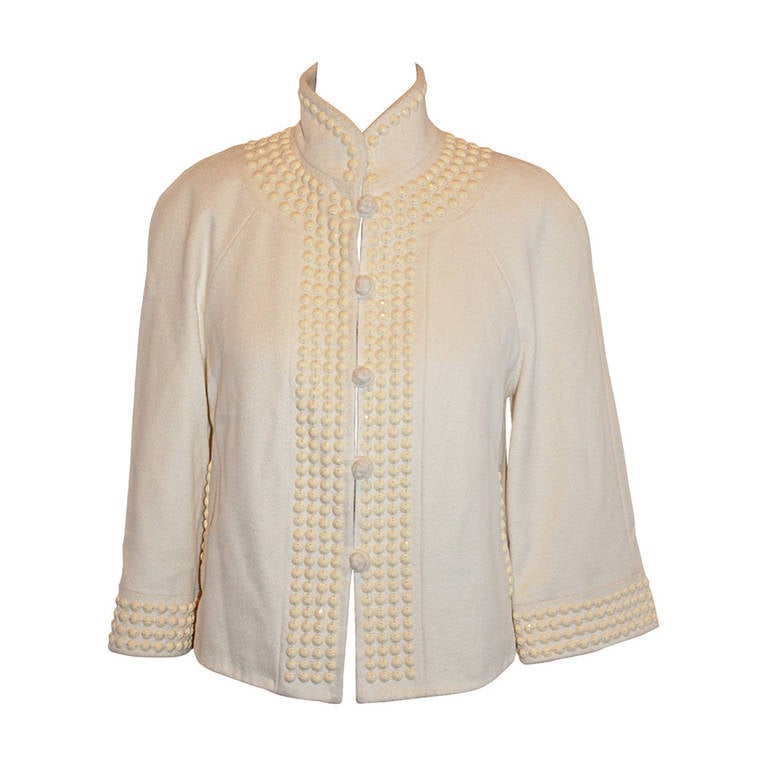 Winter White Embellished Cashmere Jacket at 1stDibs