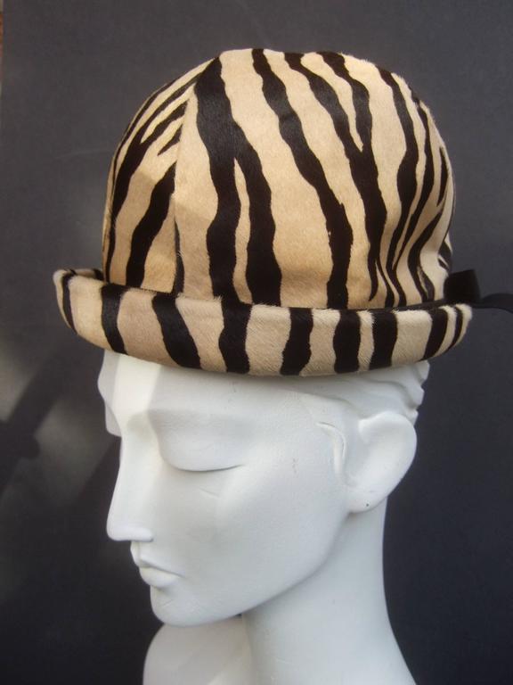Saks Fifth Avenue Exotic Zebra Pony Hair Hat c 1970 at 1stDibs