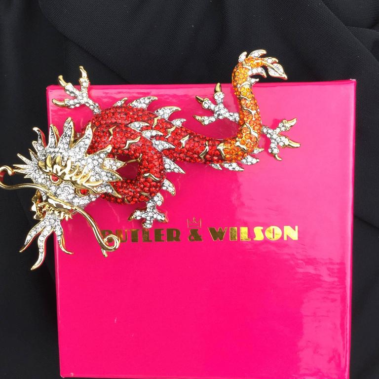 Sparkling Red Chinese Dragon Pin by Butler and Wilson. Huge. at 1stDibs ...