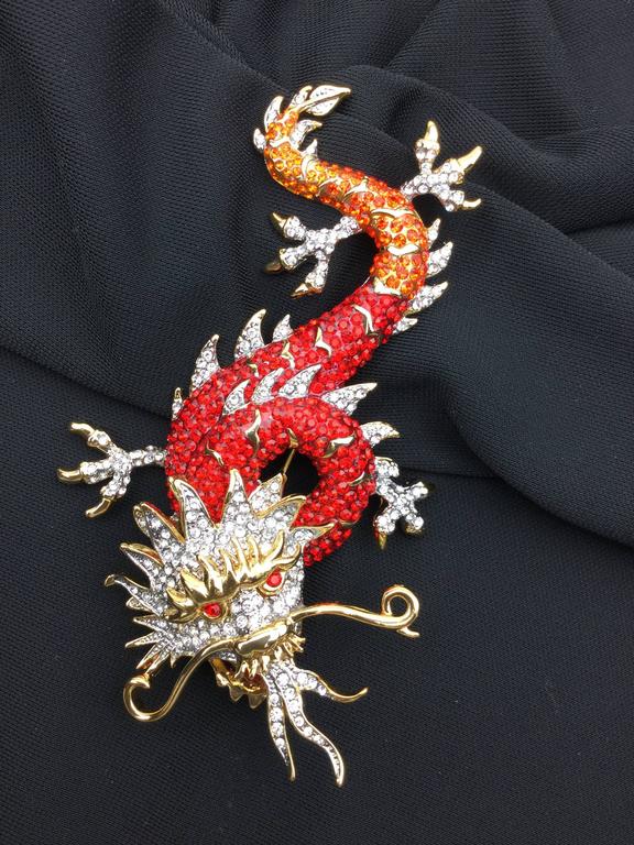 Sparkling Red Chinese Dragon Pin by Butler and Wilson. Huge. at 1stDibs ...