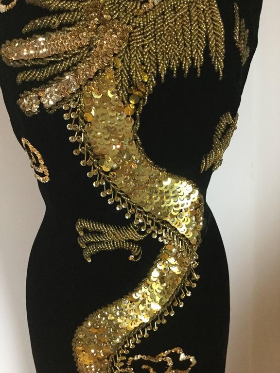 Red Carpet Worthy 1950's Couture Chinese Dragon Sheath Dress. at 1stDibs