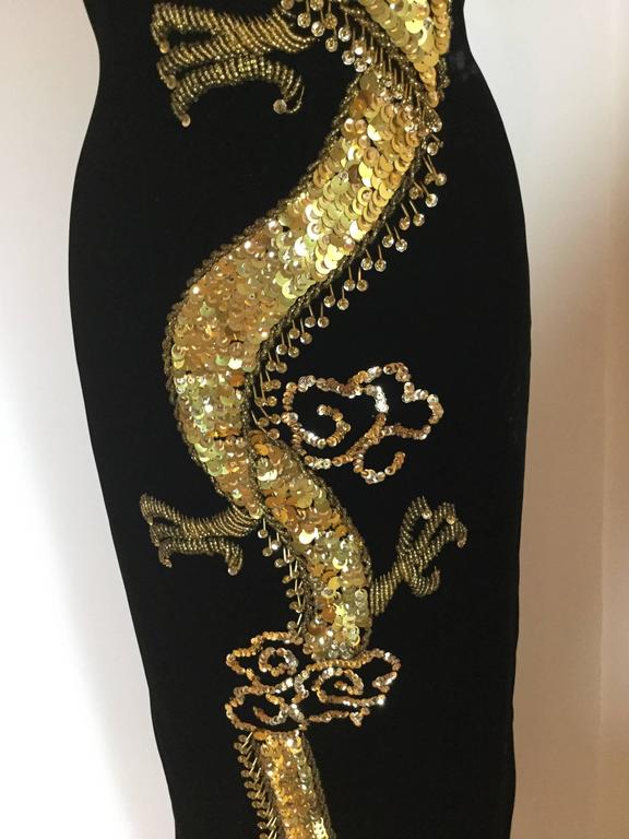 Red Carpet Worthy 1950's Couture Chinese Dragon Sheath Dress. at 1stDibs