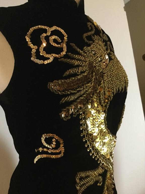 Red Carpet Worthy 1950's Couture Chinese Dragon Sheath Dress. at 1stDibs