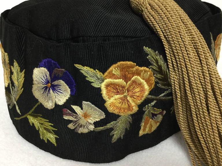 Rare Victorian Men's Silk Hand Embroidered Night Cap. 1890's. at ...