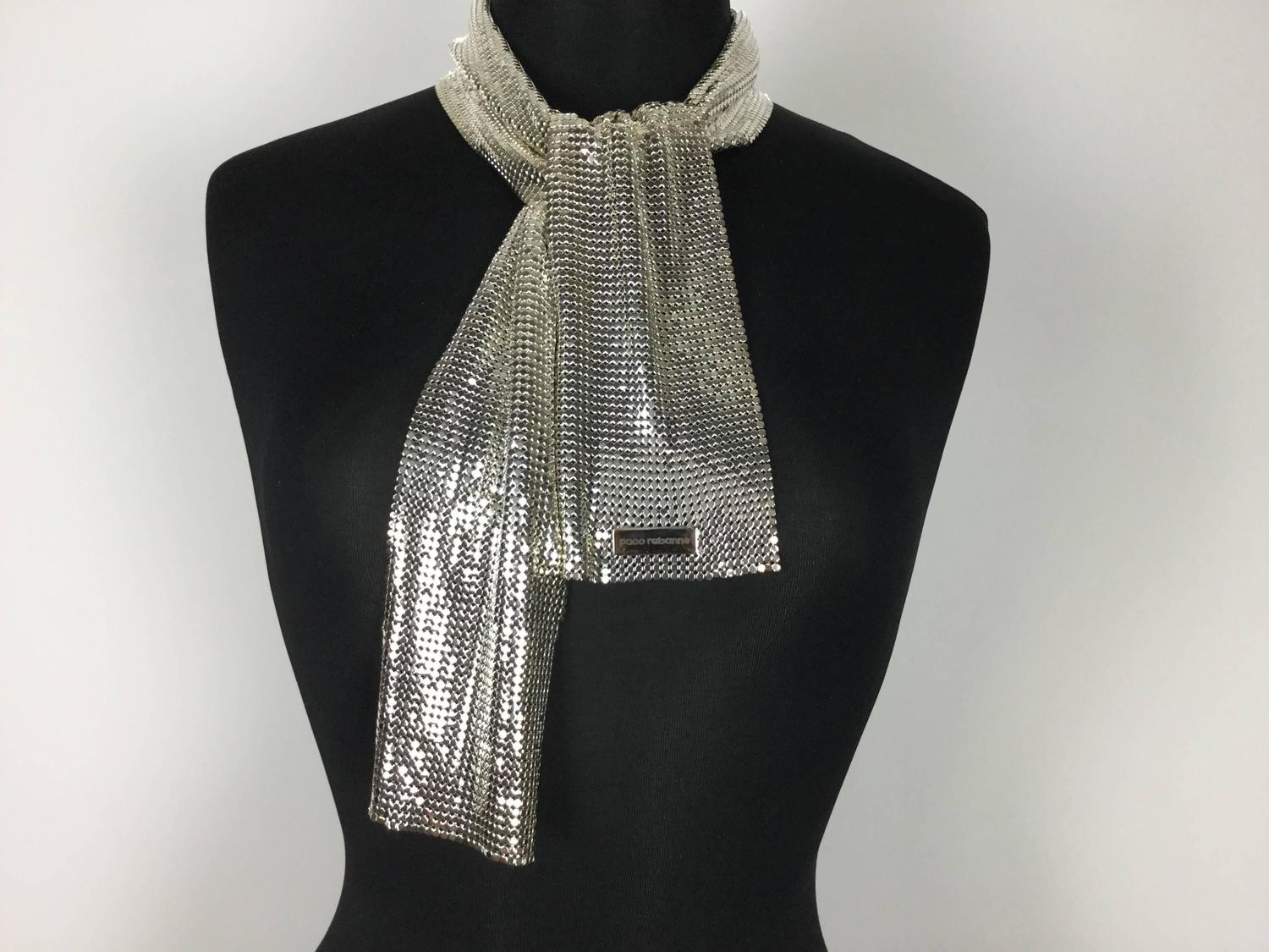Space Age Style Paco Rabanne Chainmail Metal Scarf. at 1stdibs