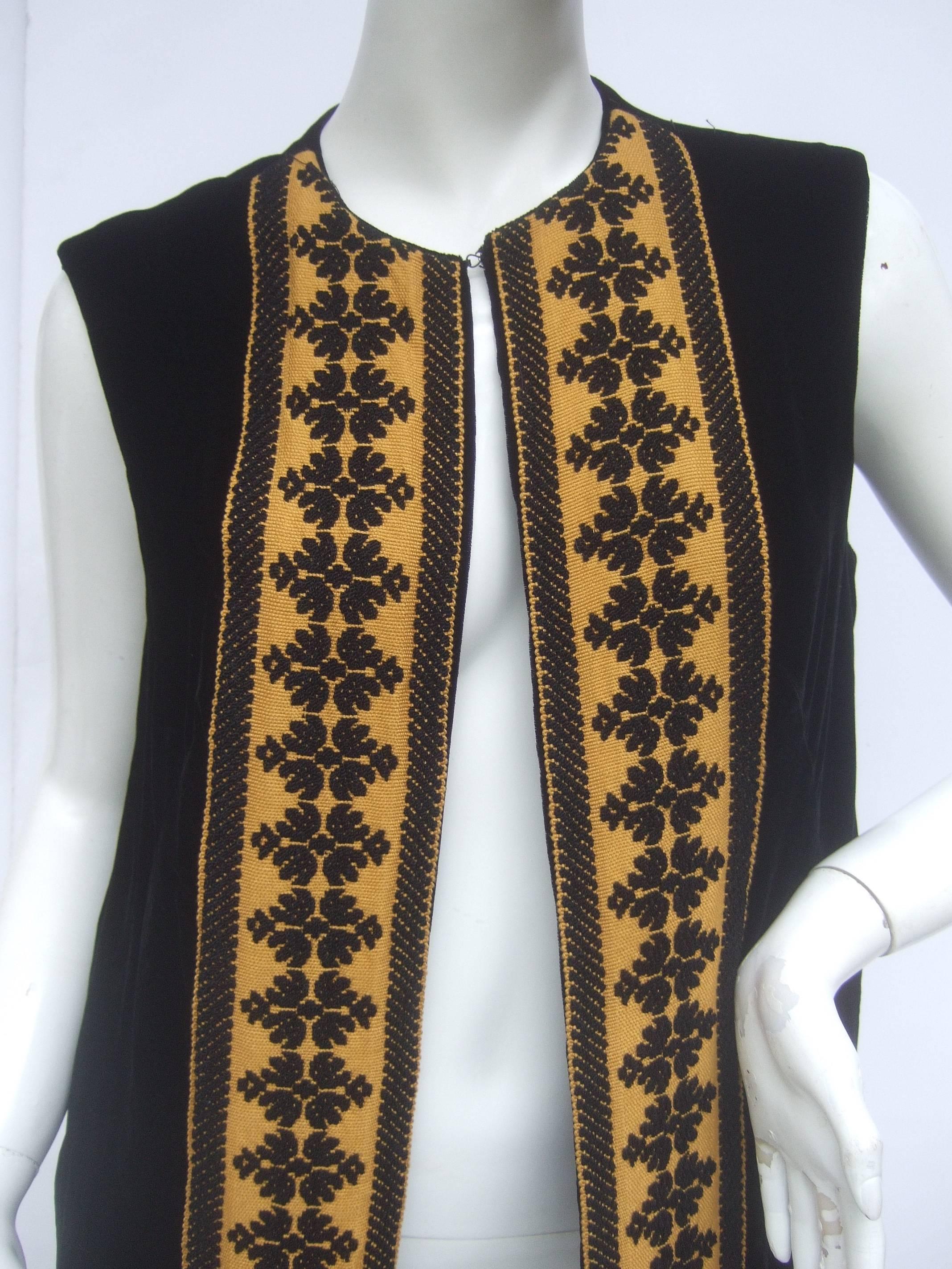 Dramatic Long Sweeping Black Silk Velvet Maxi Duster Vest c 1970s at ...