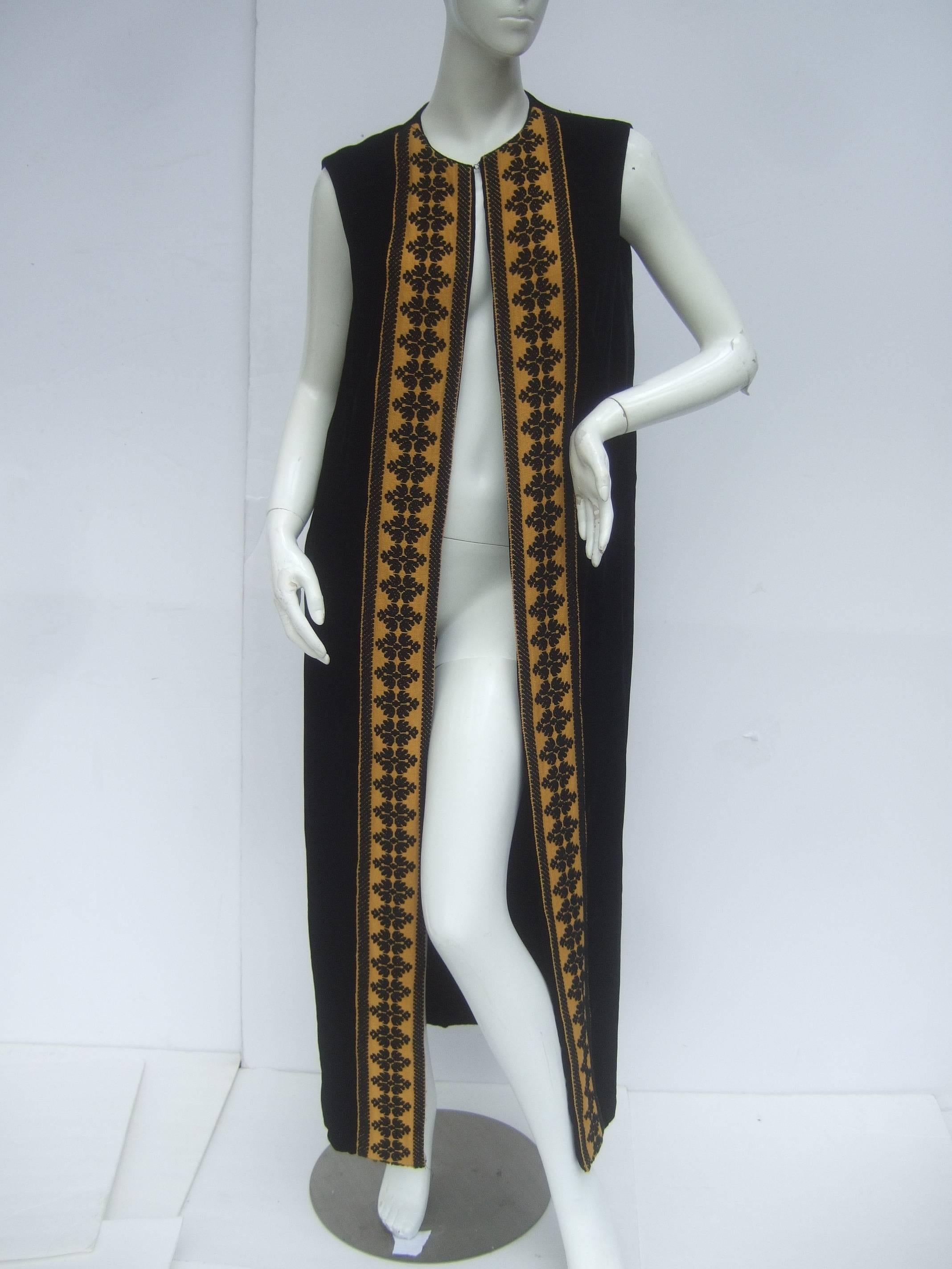 Dramatic Long Sweeping Black Silk Velvet Maxi Duster Vest c 1970s at ...