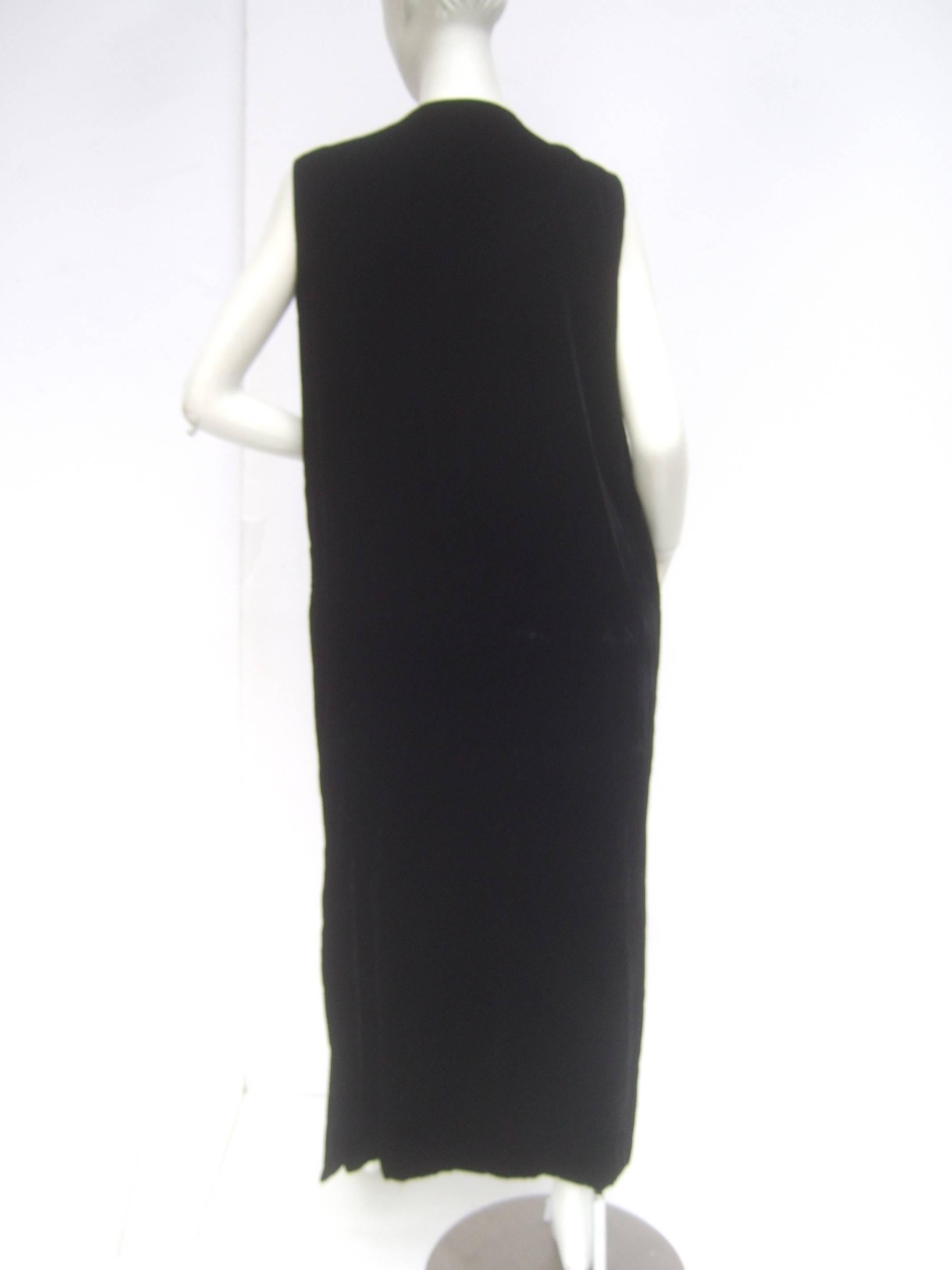 Dramatic Long Sweeping Black Silk Velvet Maxi Duster Vest c 1970s at ...