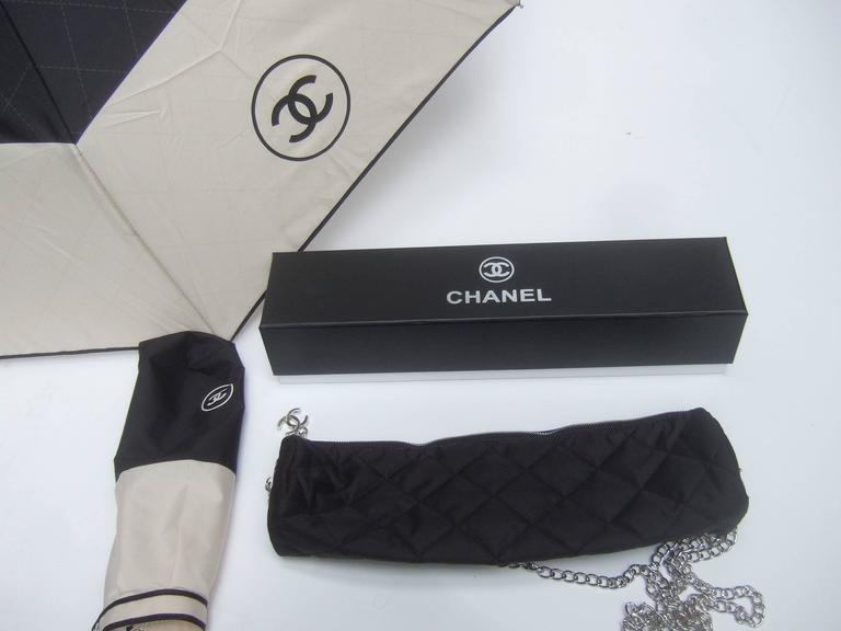 Chanel Black and Ivory Nylon Umbrella in Chanel Box at 1stDibs | chanel ...