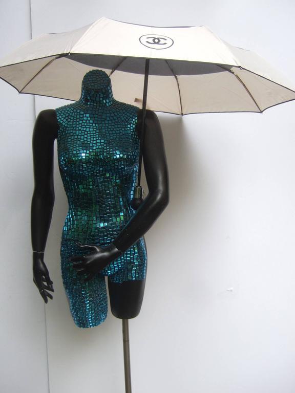 Chanel Black and Ivory Nylon Umbrella in Chanel Box at 1stDibs | chanel ...