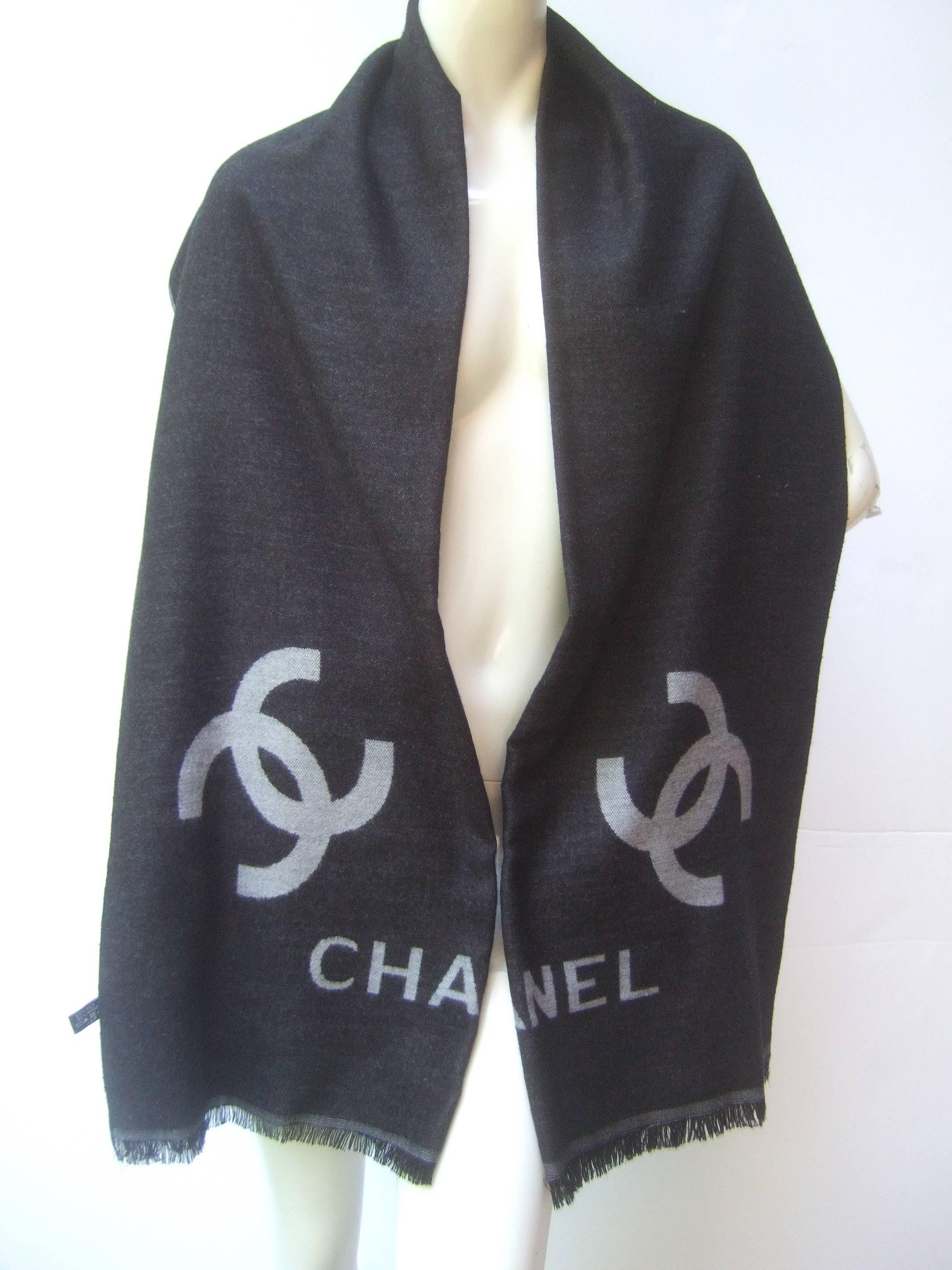 Chanel Charcoal Gray Silk Wool Blend Shawl Made in Italy at 1stDibs ...