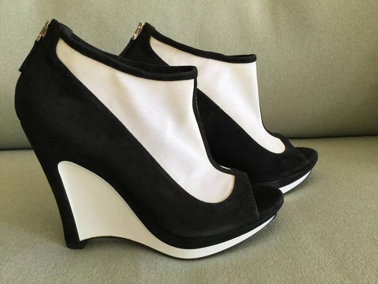 Fendi Black And White Platform Wedges. at 1stDibs