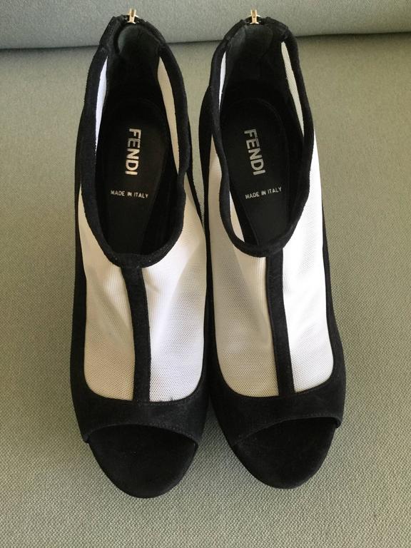 Fendi Black And White Platform Wedges. at 1stDibs