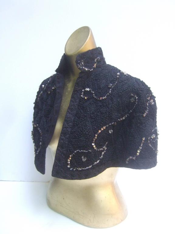 Ralph Lauren Collection Embroidered Black Silk Sequined Capelet Shrug ...