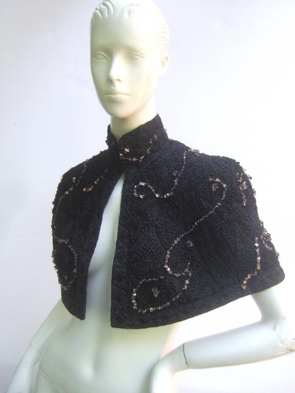 Ralph Lauren Collection Embroidered Black Silk Sequined Capelet Shrug ...