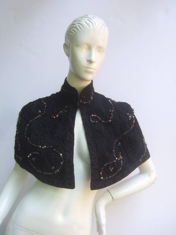 Ralph Lauren Collection Embroidered Black Silk Sequined Capelet Shrug ...
